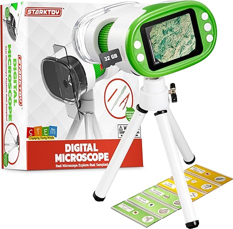 Rechargeable Digital Microscope for Kids, Portable Microscopes With Sl ...